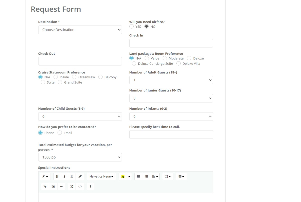 Client Registration Form – Randy Veeser: An Academy Travel Affiliate